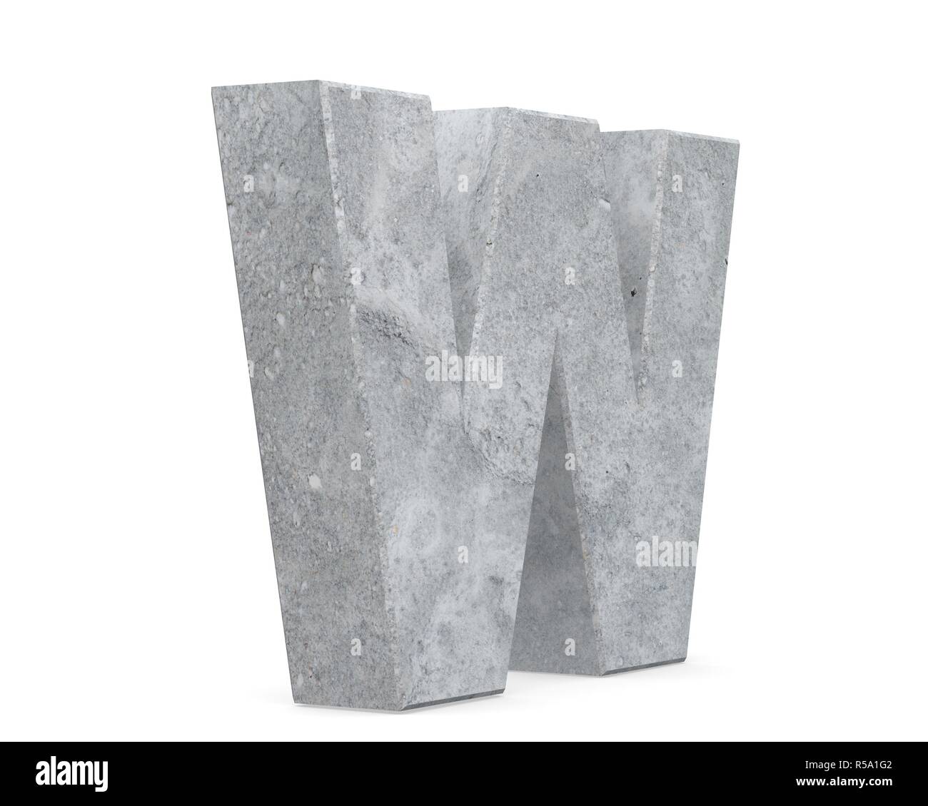 Concrete Capital Letter - W isolated on white background . 3D render ...