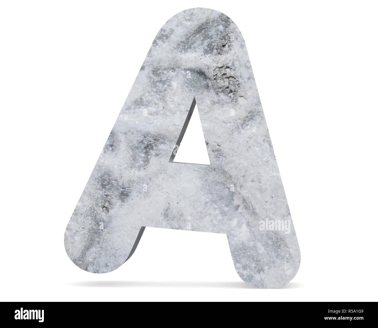 Concrete Capital Letter - A isolated on white background . 3D render ...