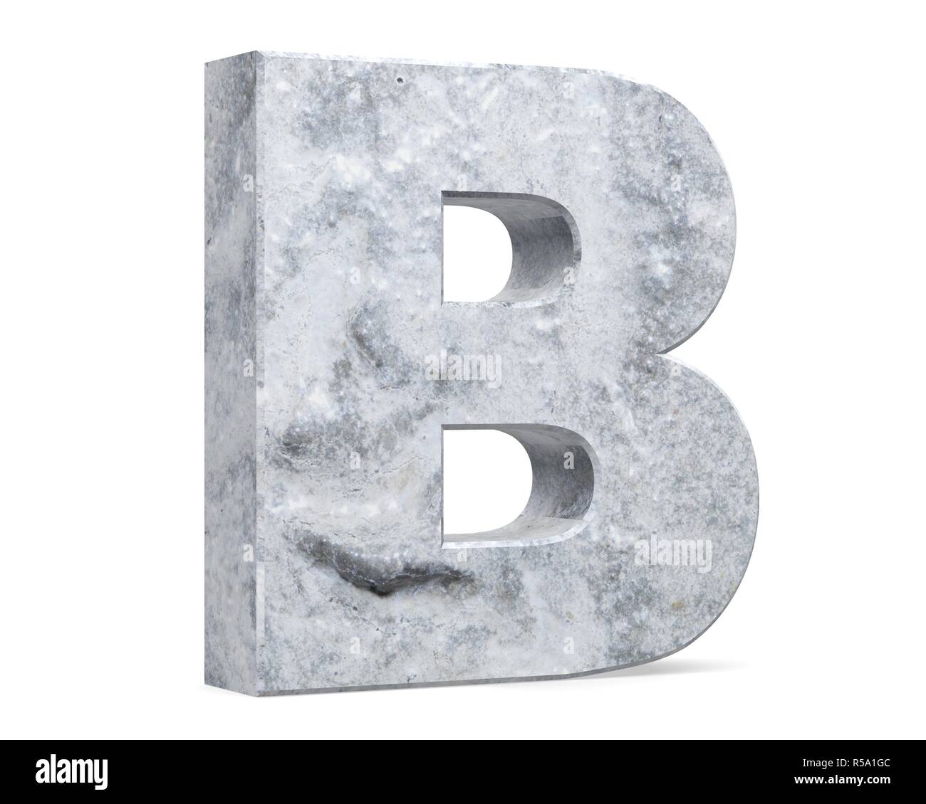 Concrete Capital Letter - B isolated on white background . 3D render ...