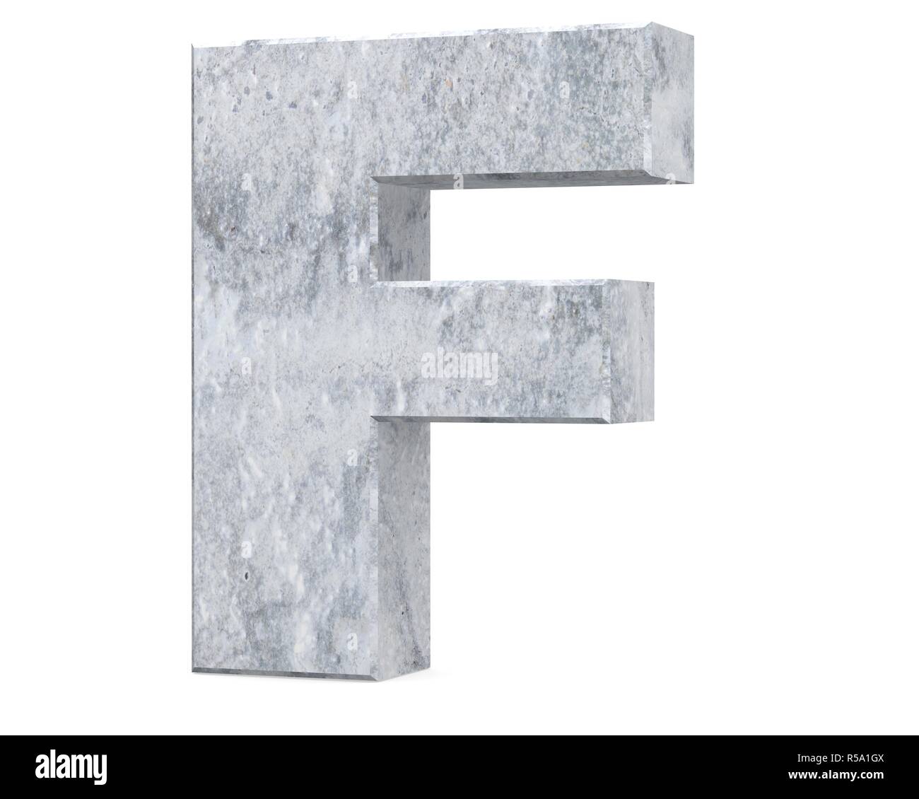 Concrete Capital Letter - F isolated on white background . 3D render ...