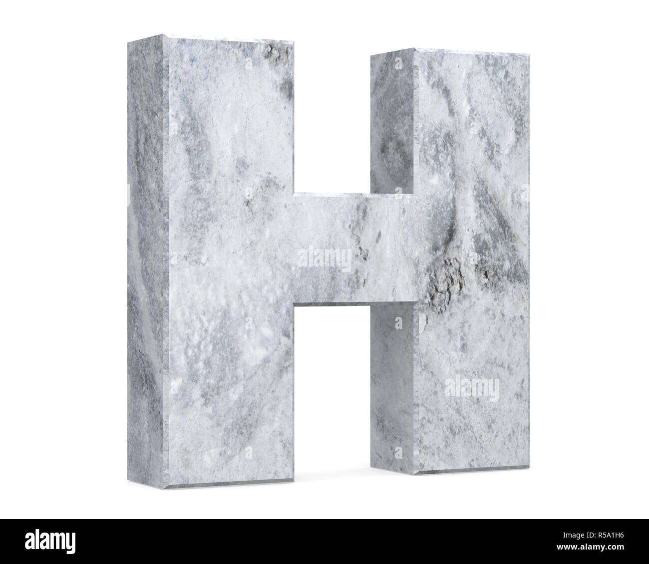 Concrete Capital Letter - H isolated on white background . 3D render ...