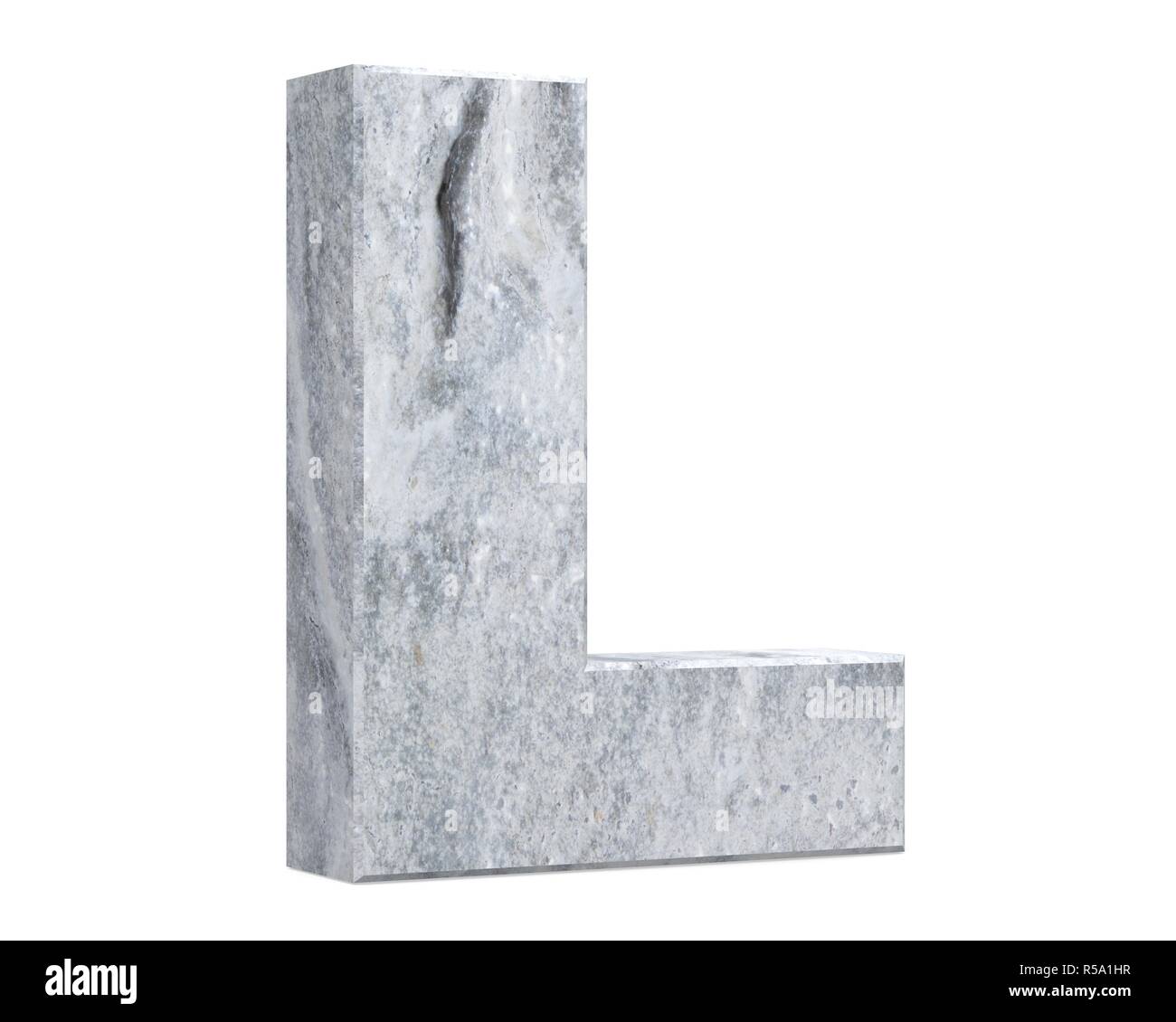 Concrete Capital Letter - L isolated on white background . 3D render ...