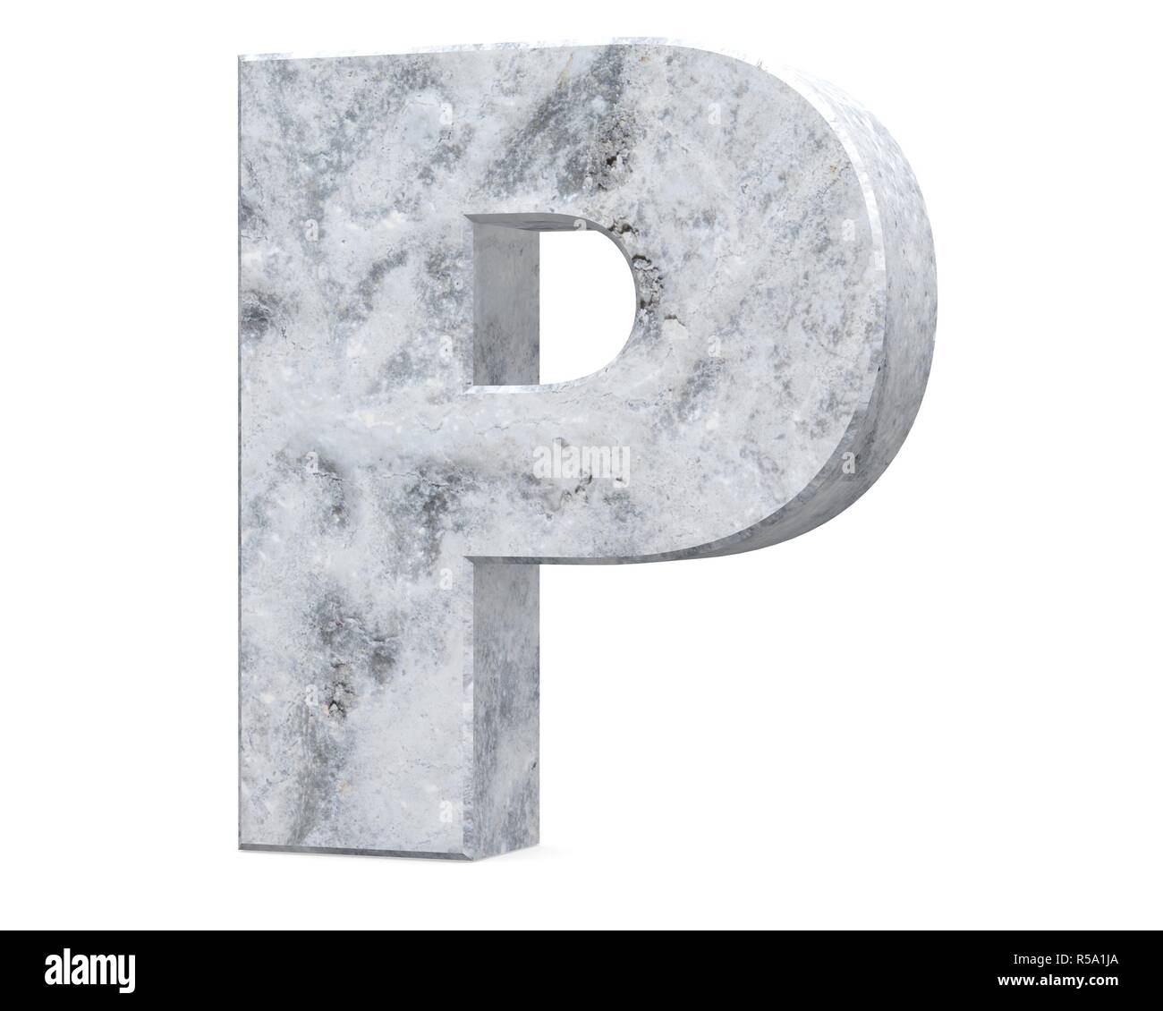 Concrete Capital Letter - P isolated on white background . 3D render ...
