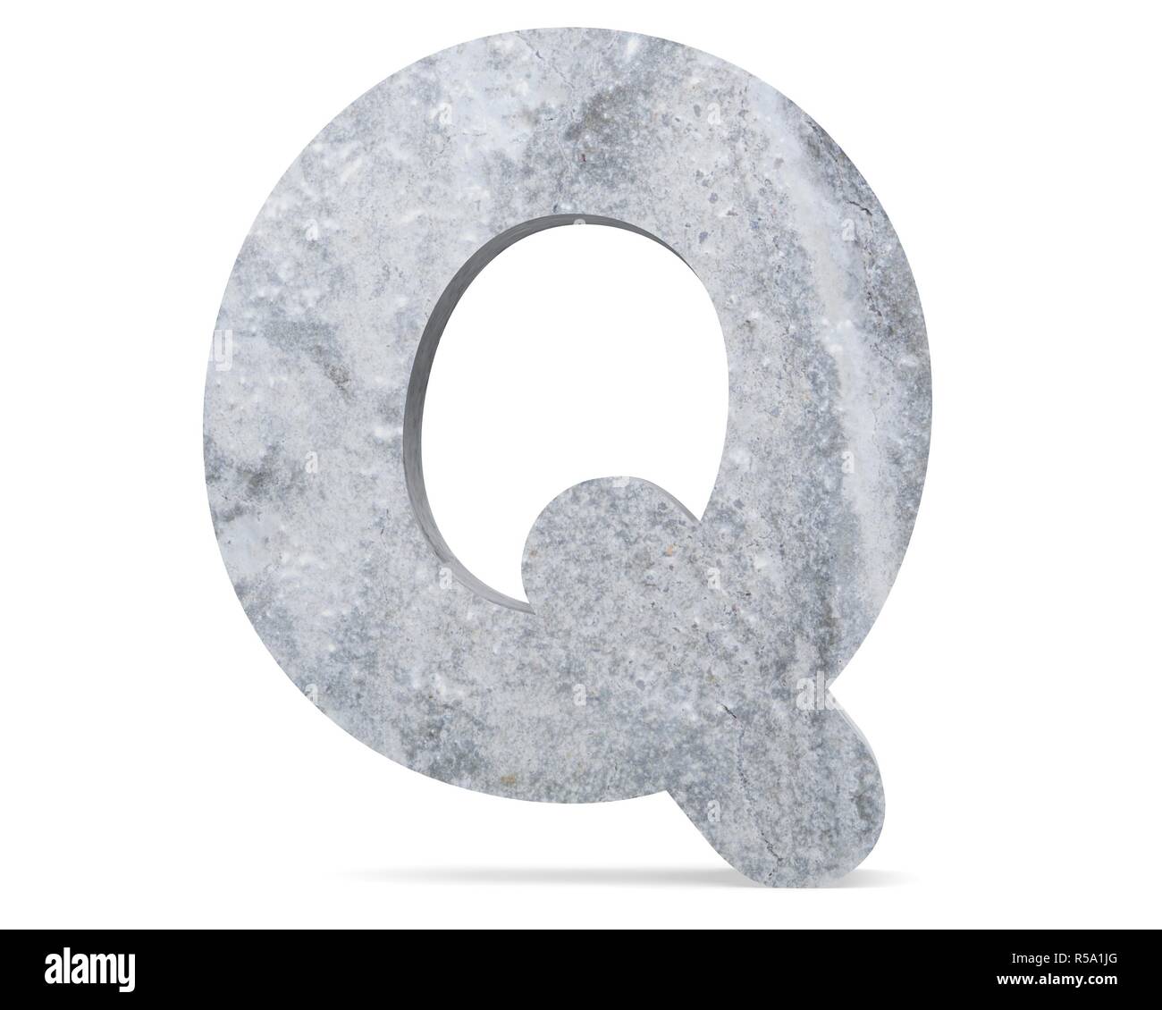 Concrete Capital Letter - Q isolated on white background . 3D render ...