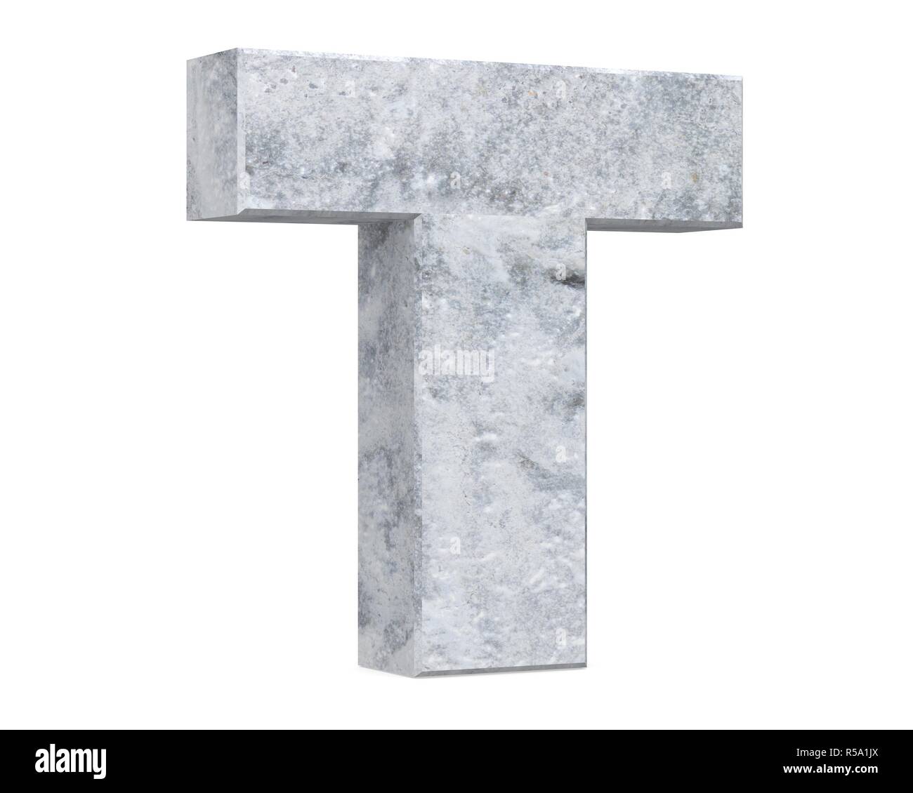 Concrete Capital Letter - T isolated on white background . 3D render ...