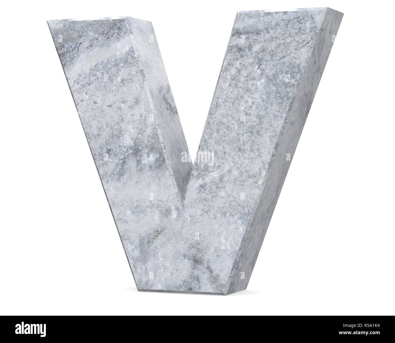 Concrete Capital Letter - V isolated on white background . 3D render ...