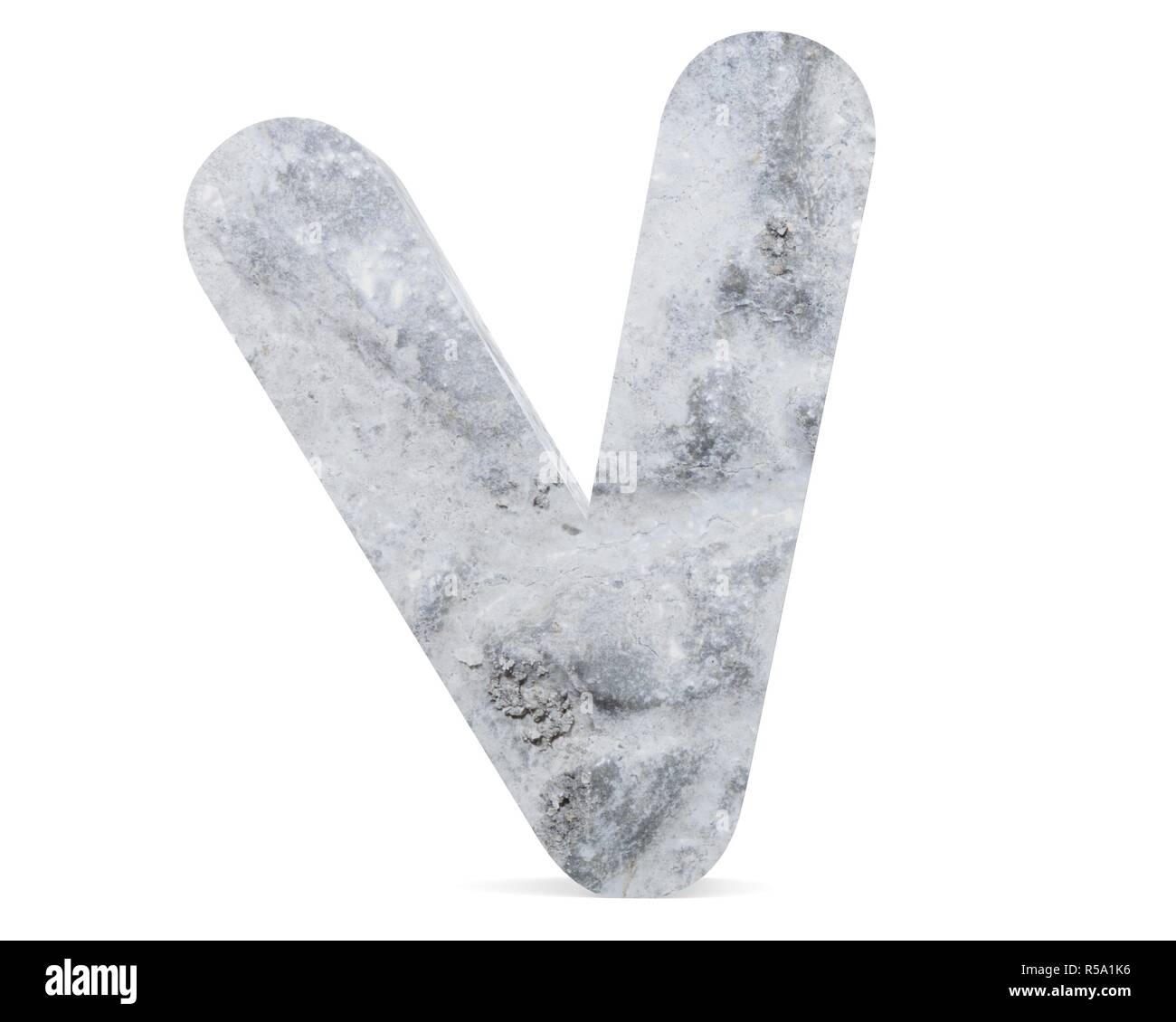 Concrete Capital Letter - V isolated on white background . 3D render ...