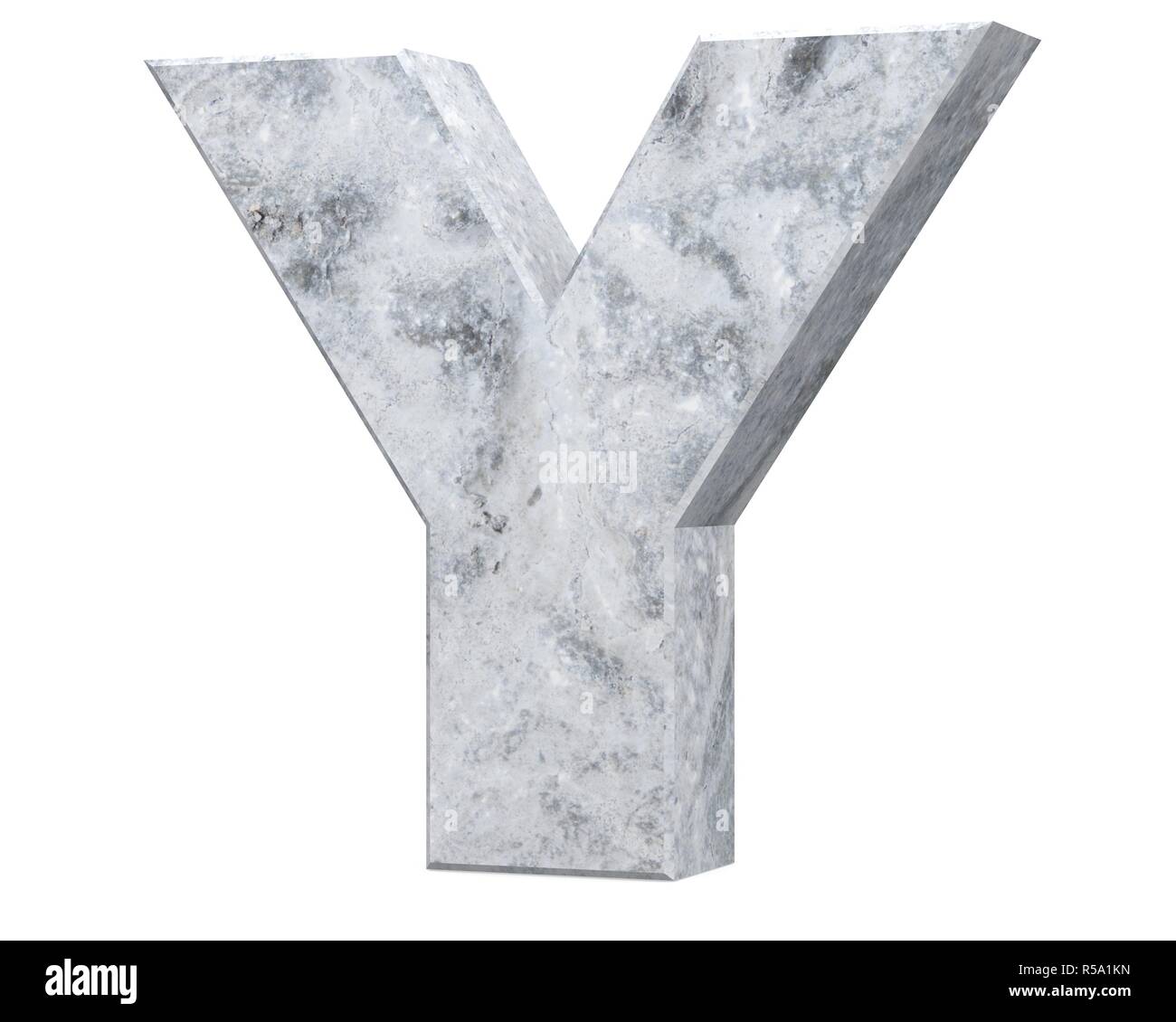 Concrete Capital Letter - Y isolated on white background . 3D render ...