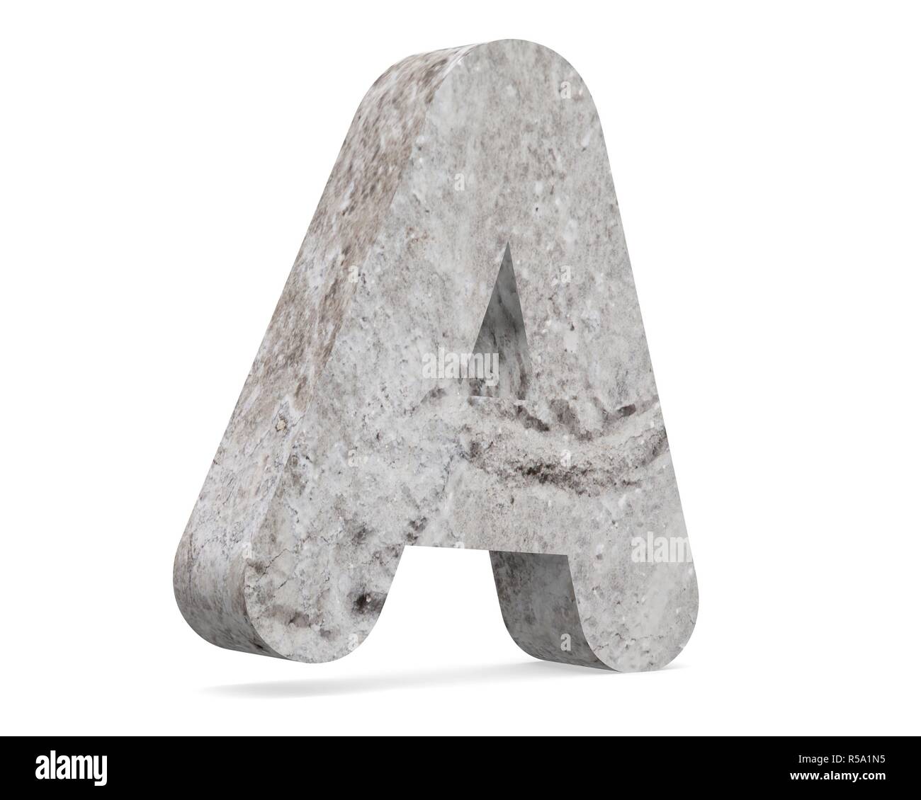 Concrete Capital Letter - A isolated on white background . 3D render ...