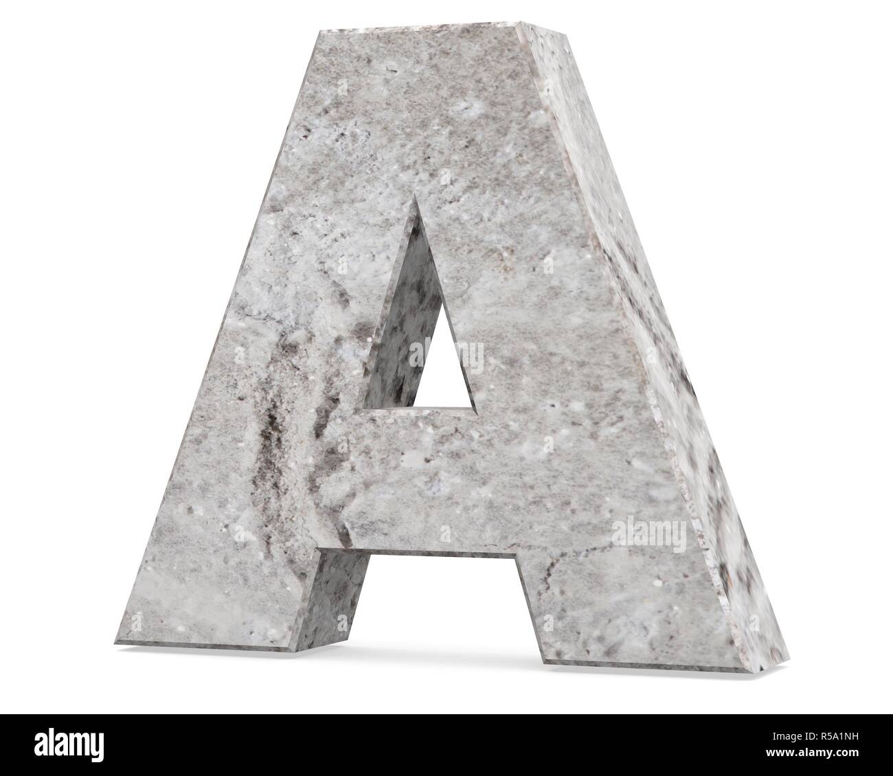 Concrete Capital Letter - A isolated on white background . 3D render ...