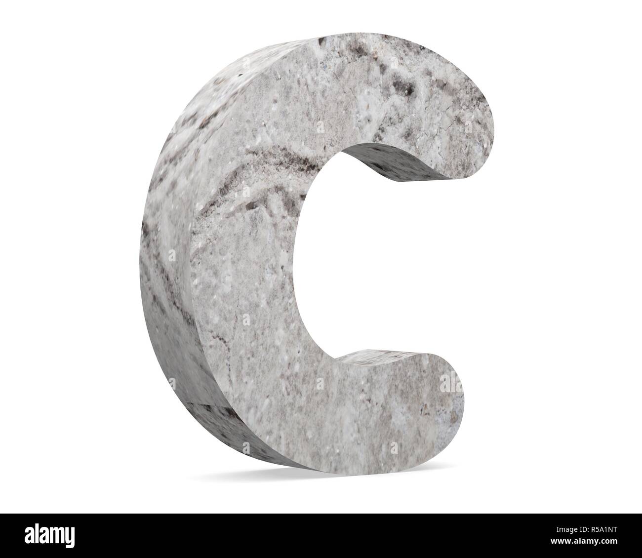 Concrete Capital Letter - C isolated on white background . 3D render ...