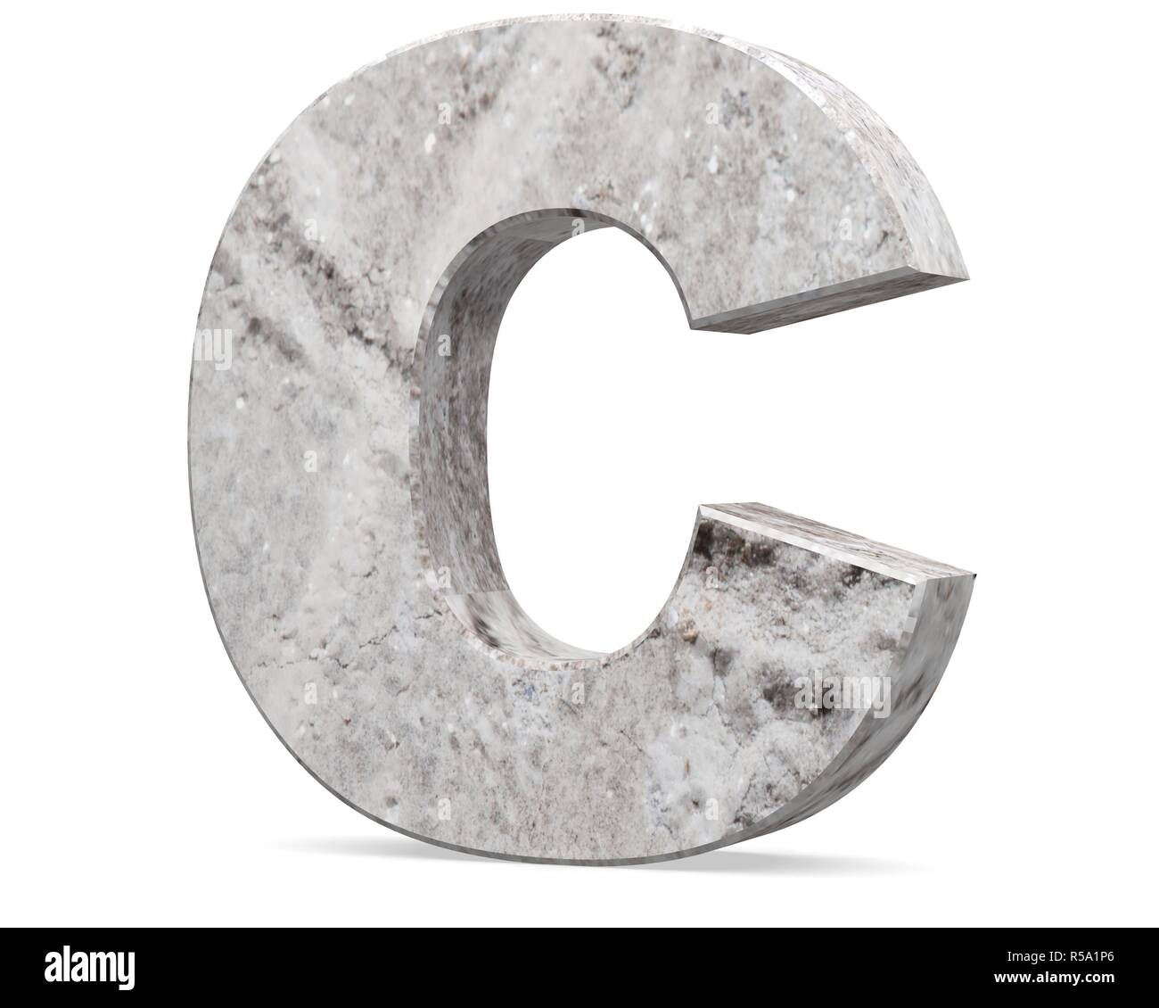 Concrete Capital Letter - C isolated on white background . 3D render ...