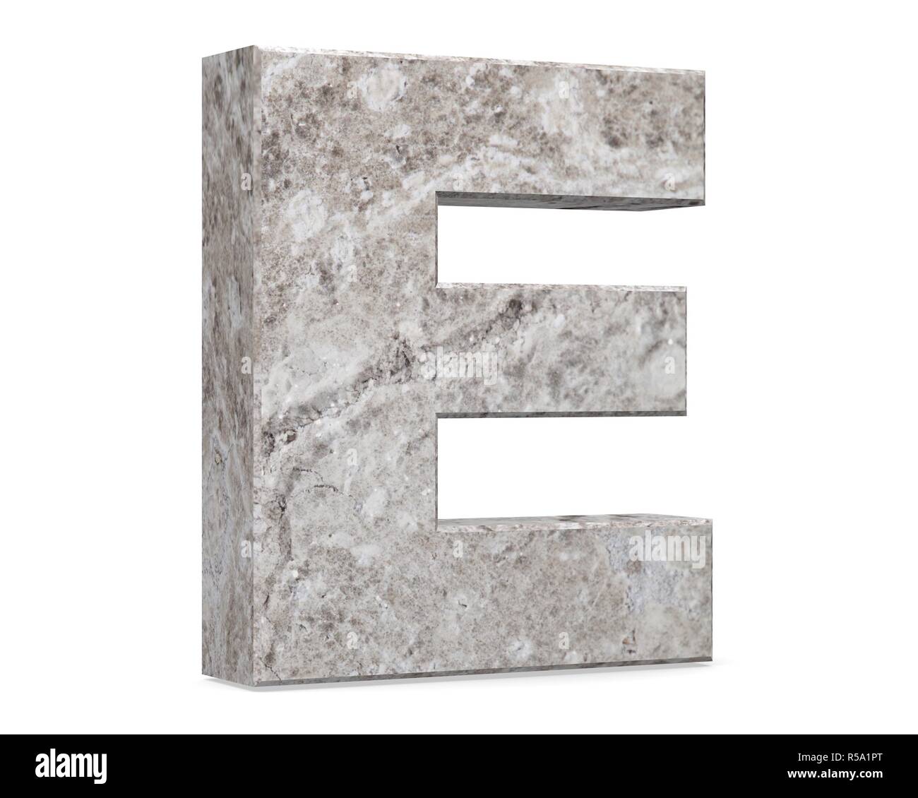 Concrete Capital Letter - E isolated on white background . 3D render ...