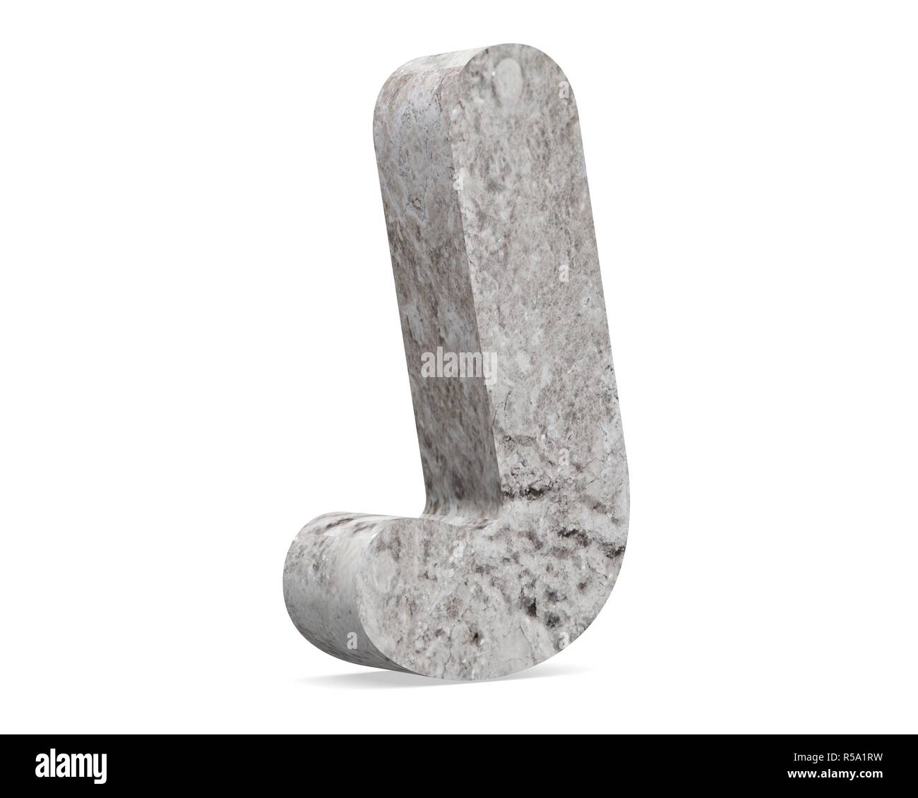 Concrete Capital Letter - J isolated on white background . 3D render ...