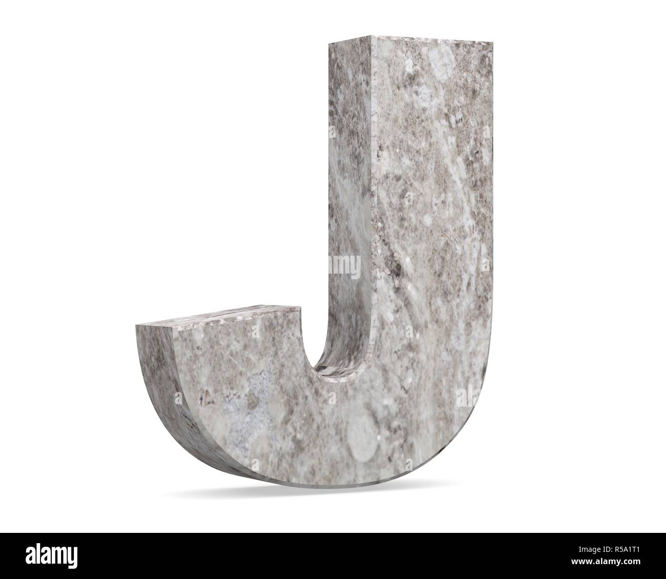 Concrete Capital Letter - J isolated on white background . 3D render ...