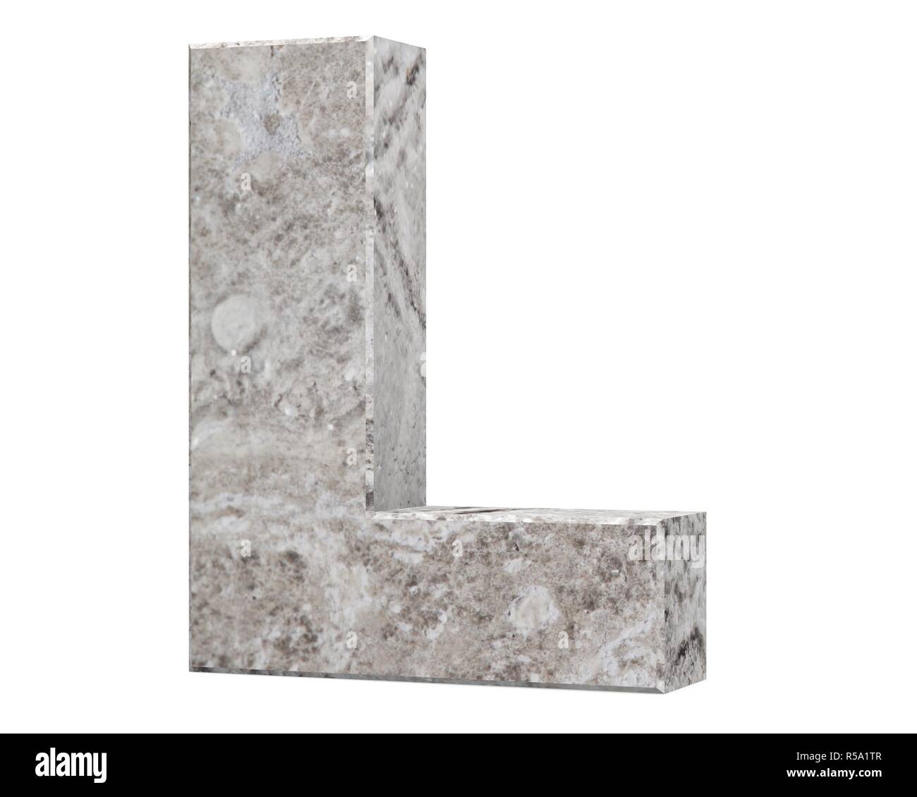 Concrete Capital Letter - L isolated on white background . 3D render ...