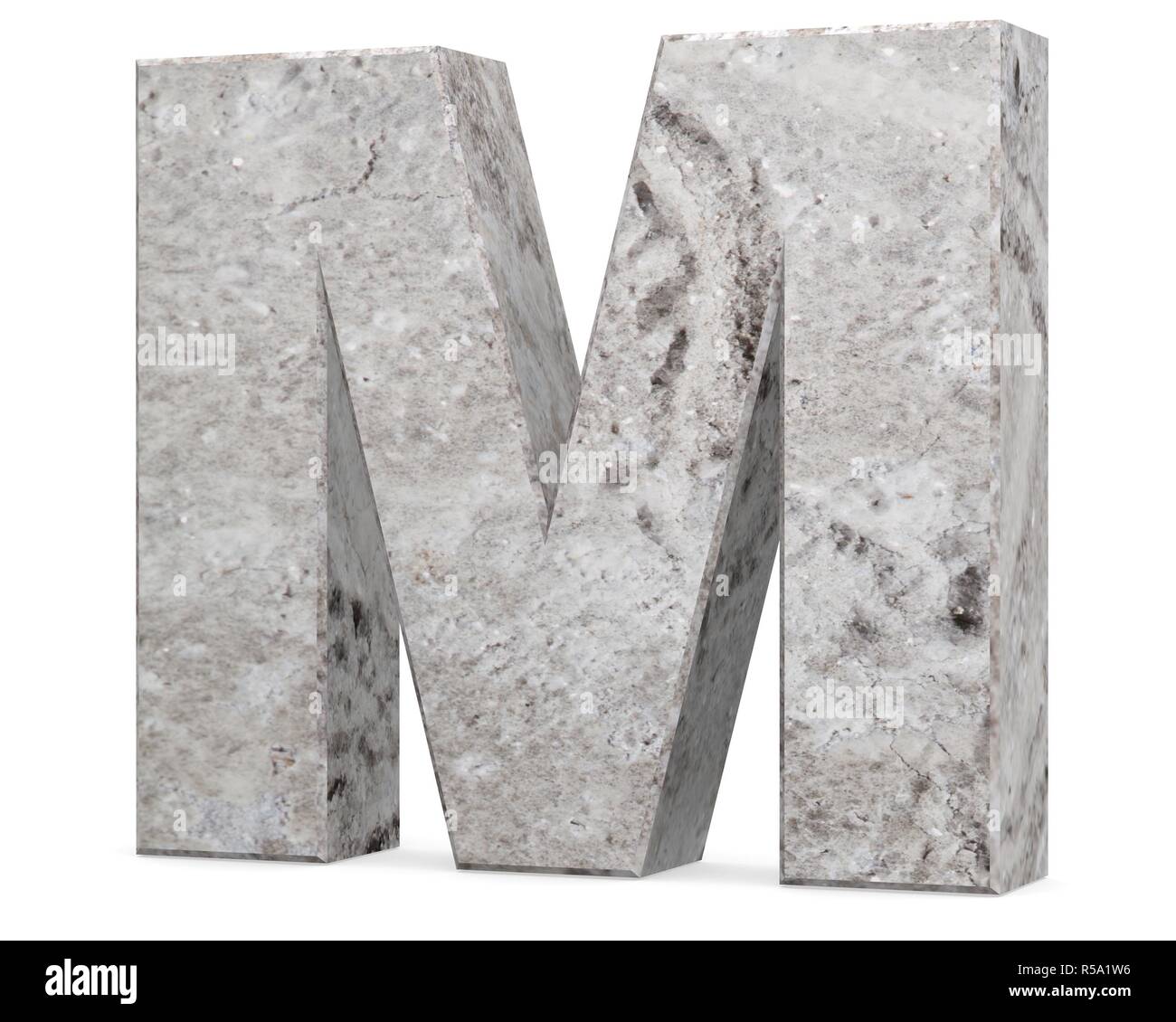Concrete Capital Letter - M isolated on white background . 3D render ...