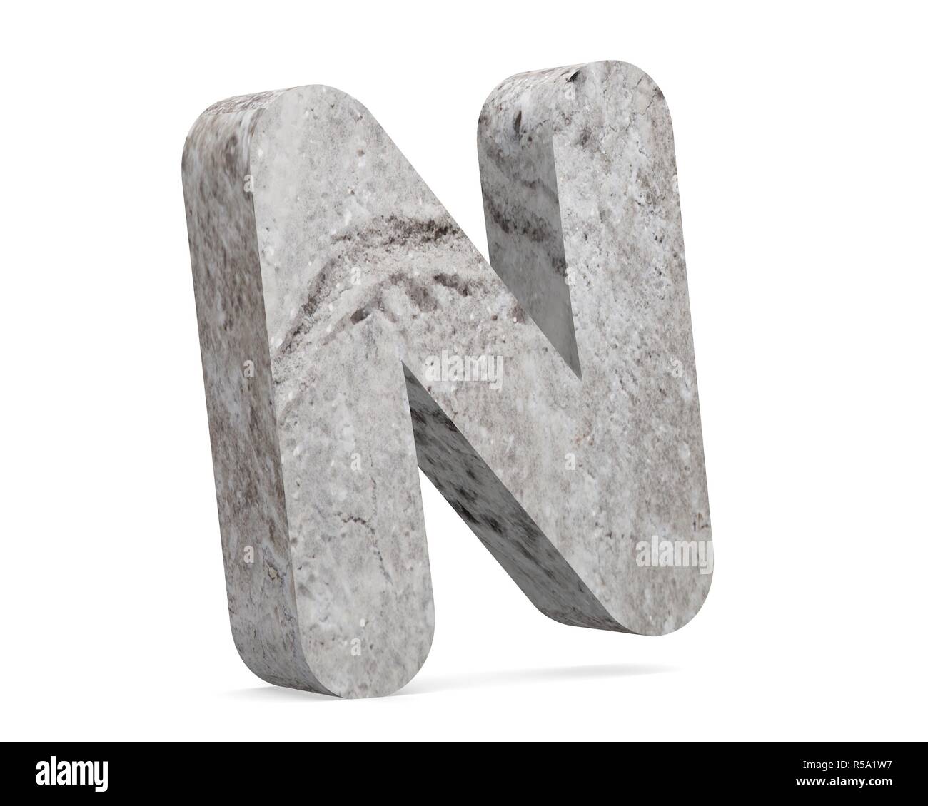 Concrete Capital Letter - N isolated on white background . 3D render ...