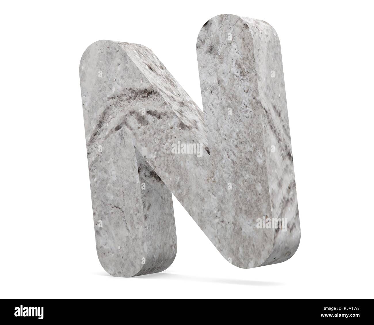 Concrete Capital Letter - N isolated on white background . 3D render ...