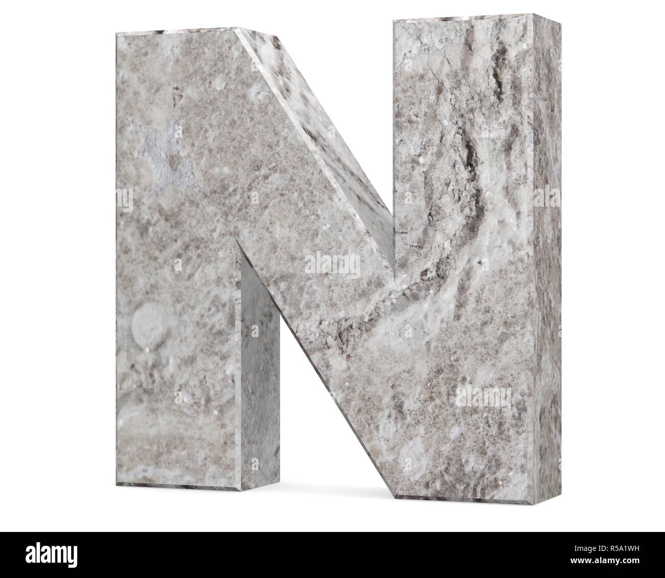Concrete Capital Letter - N isolated on white background . 3D render ...
