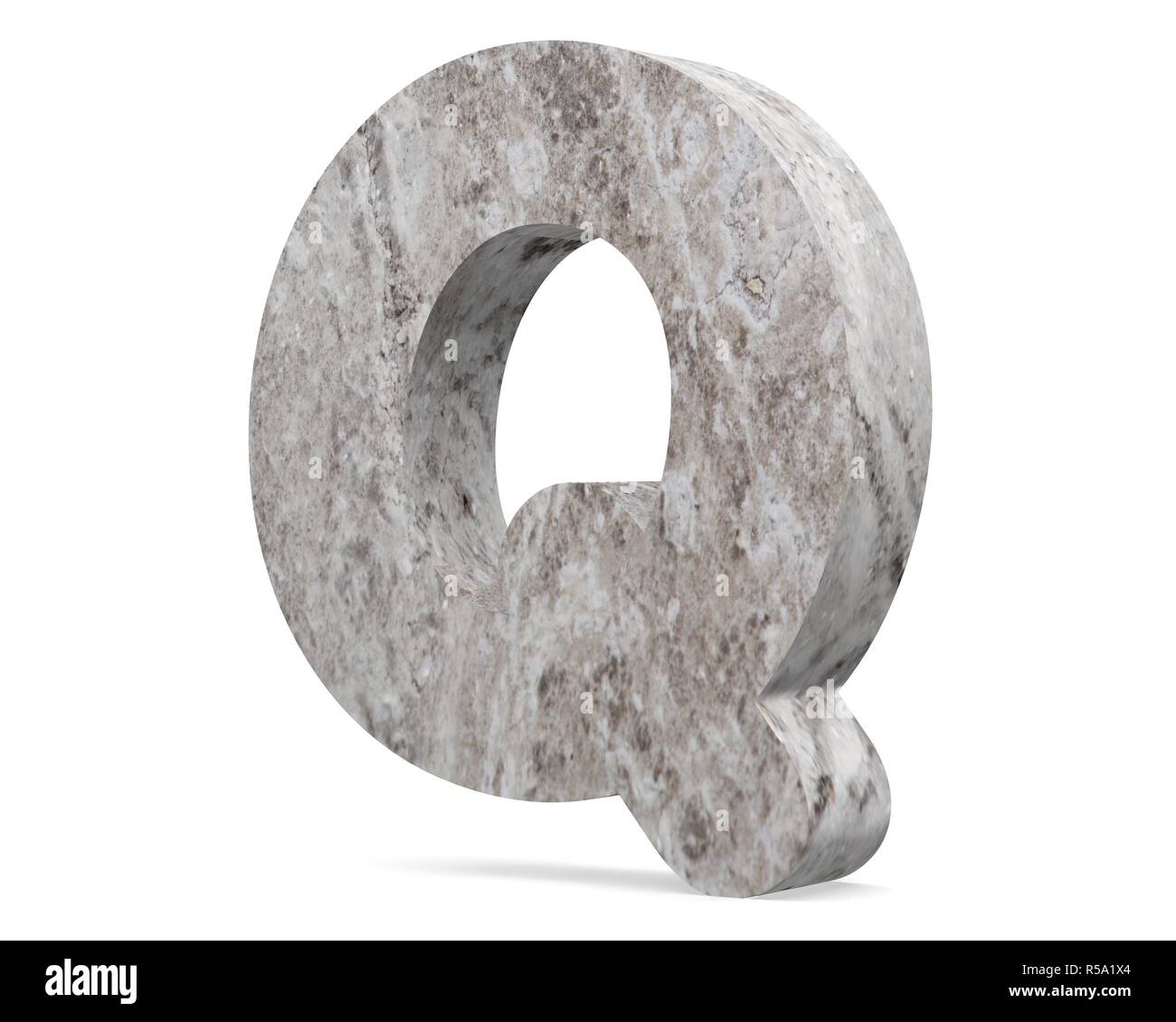 Concrete Capital Letter - Q isolated on white background . 3D render ...
