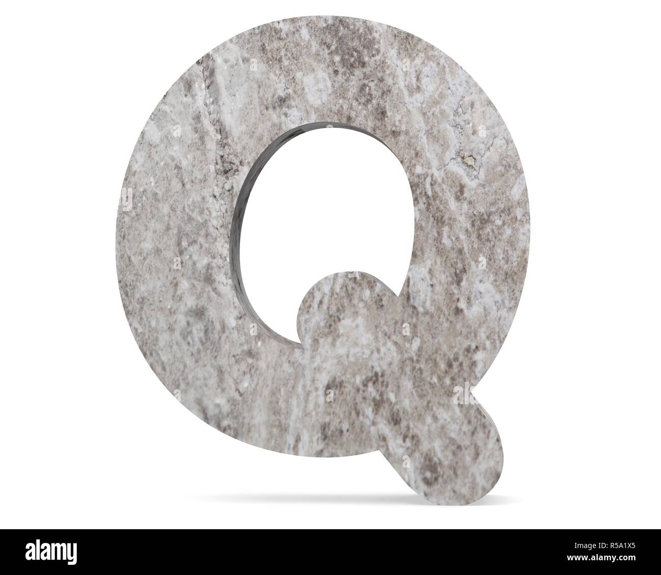 Concrete Capital Letter - Q isolated on white background . 3D render ...