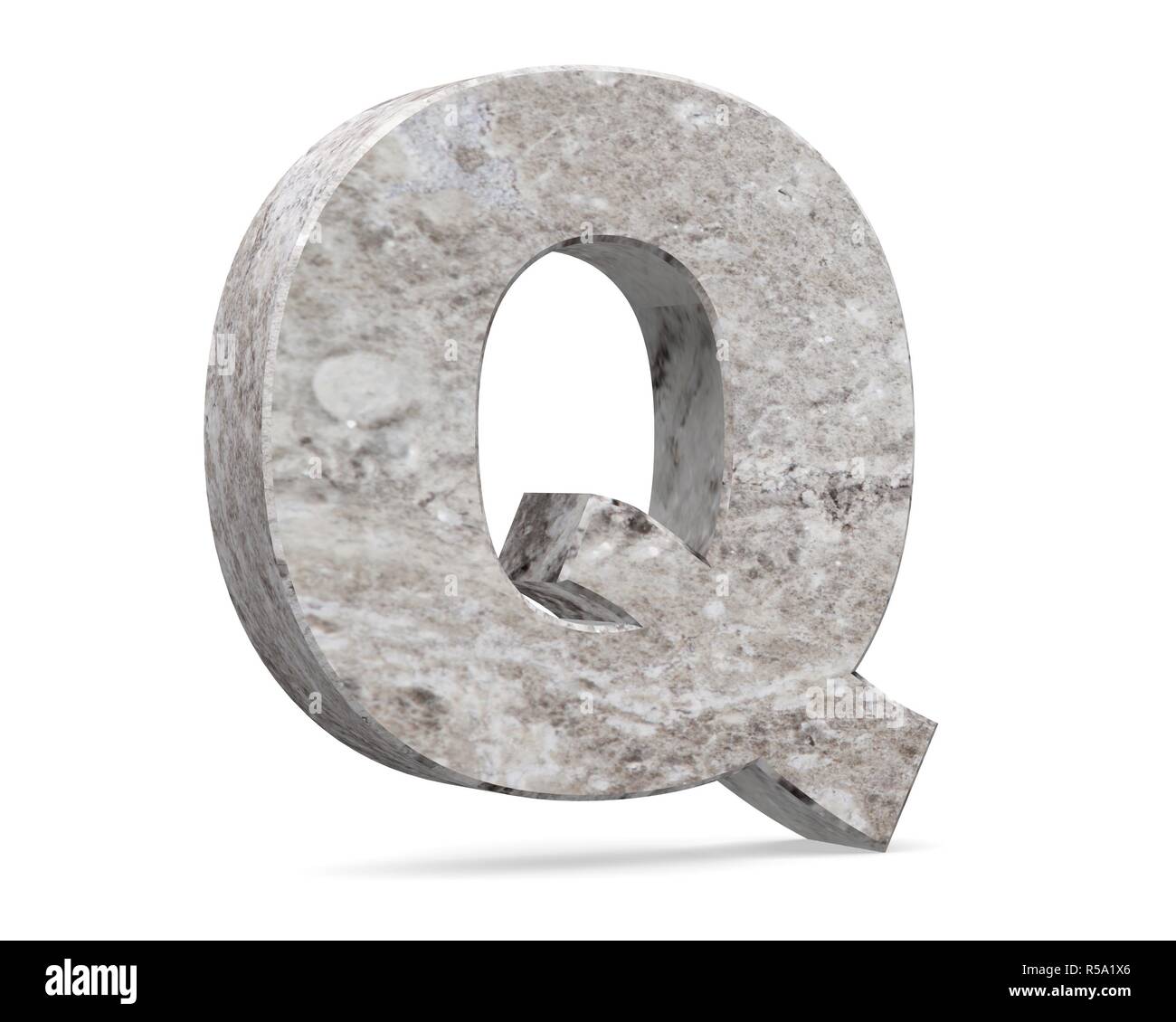 Concrete Capital Letter - Q isolated on white background . 3D render ...