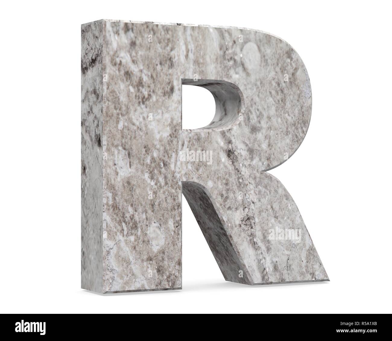 Concrete Capital Letter - R isolated on white background . 3D render ...