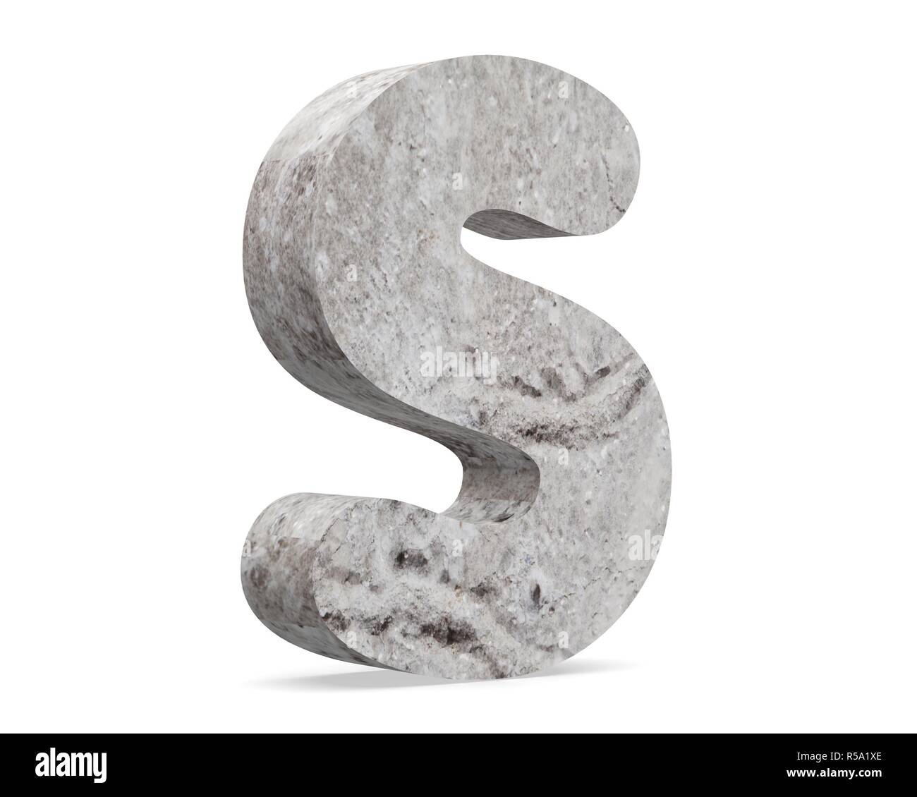 Concrete Capital Letter - S isolated on white background . 3D render ...