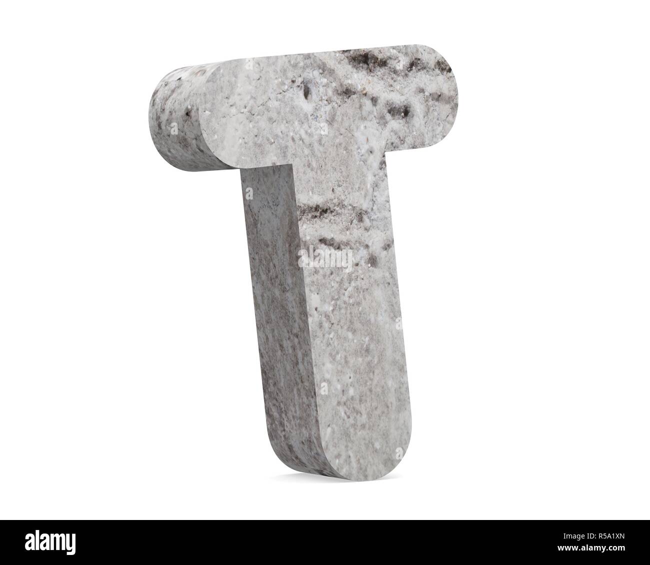 Concrete Capital Letter - T isolated on white background . 3D render ...