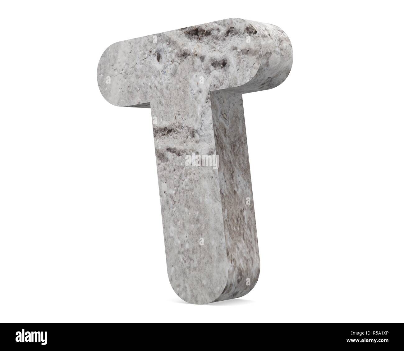 Concrete Capital Letter - T isolated on white background . 3D render ...