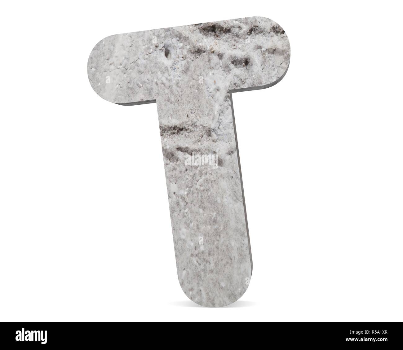 Concrete Capital Letter - T isolated on white background . 3D render ...