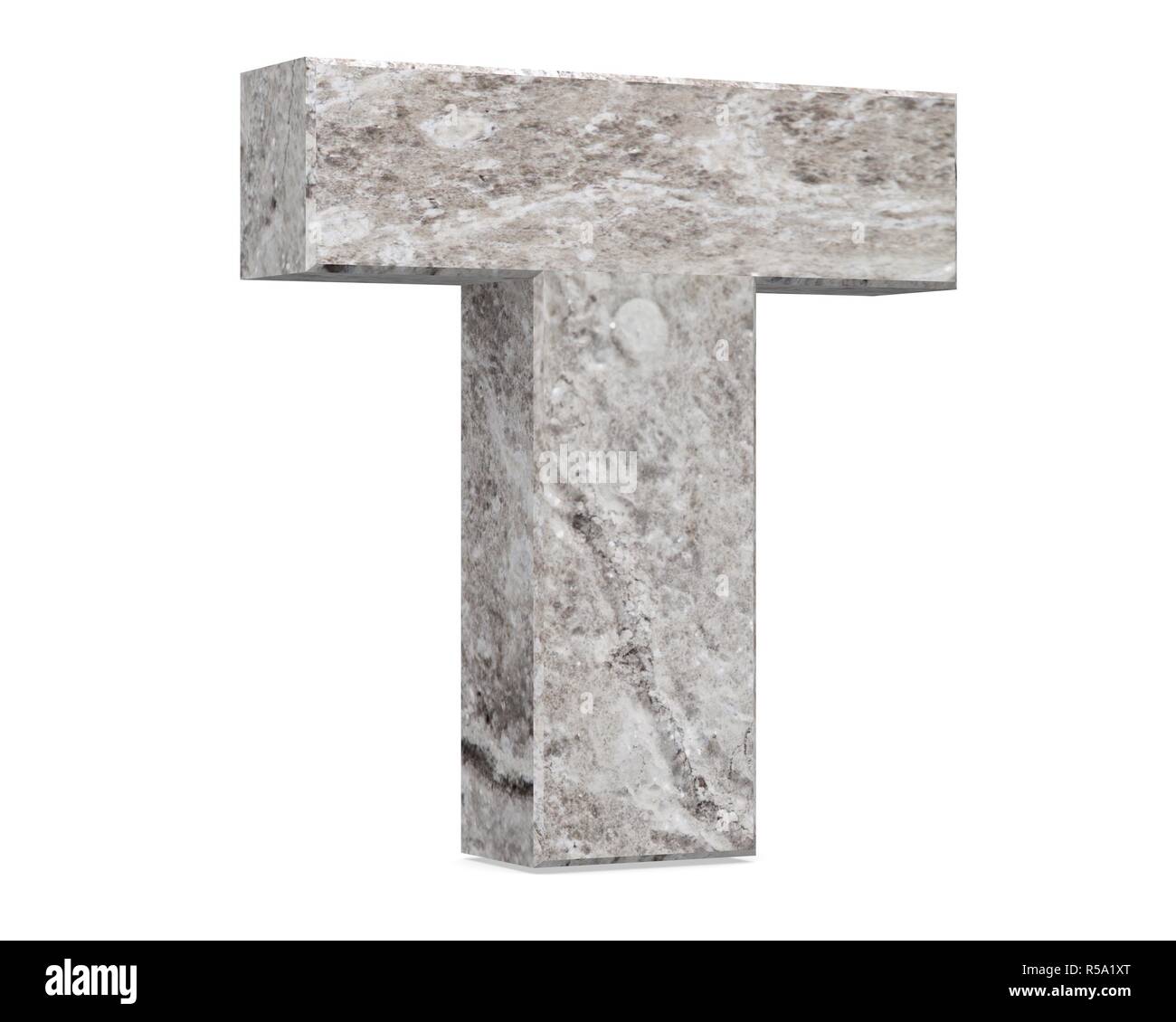 Concrete Capital Letter - T isolated on white background . 3D render ...
