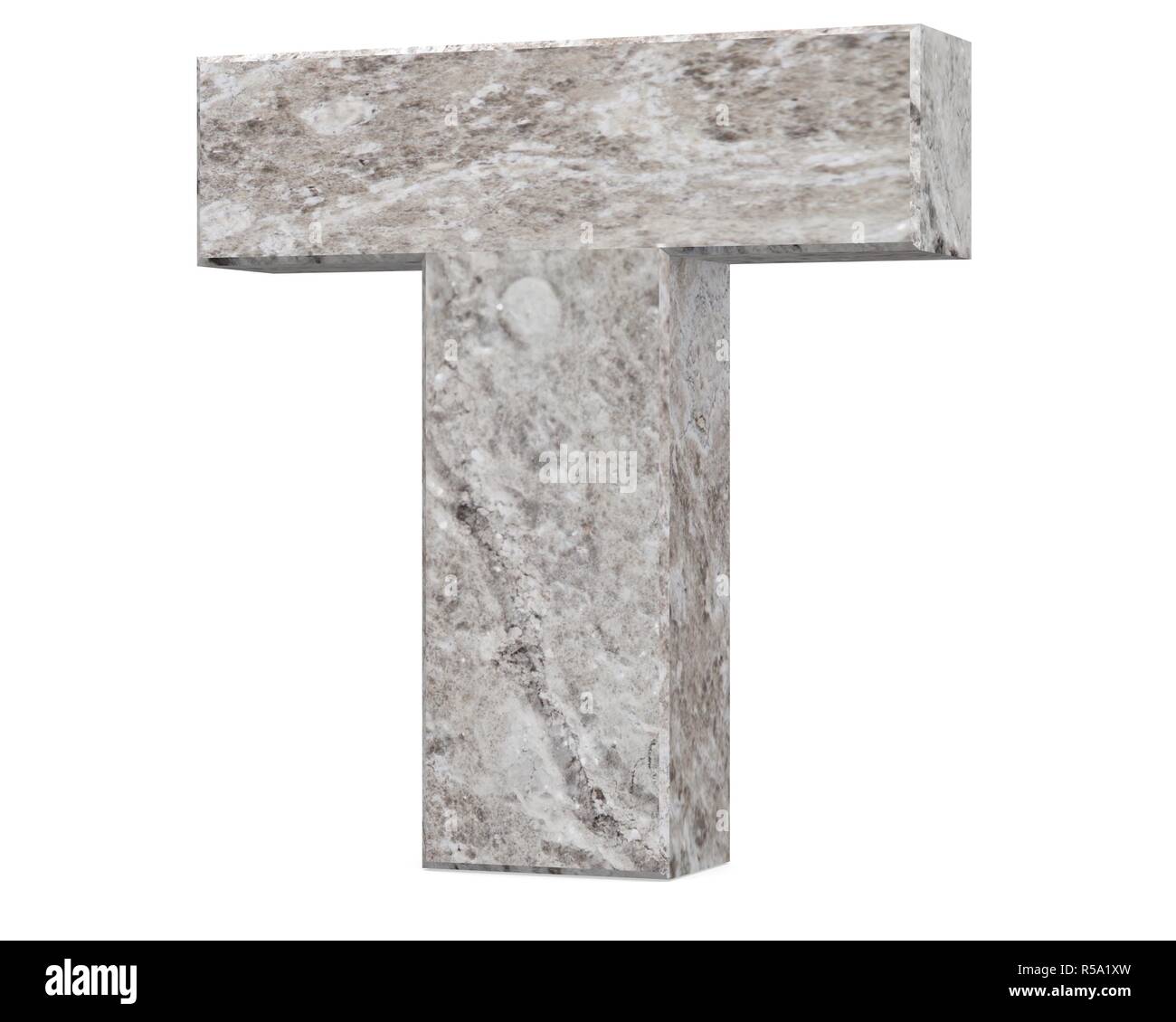 Concrete Capital Letter - T isolated on white background . 3D render ...
