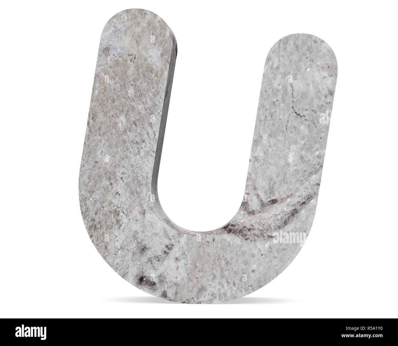 Concrete Capital Letter - U isolated on white background . 3D render ...