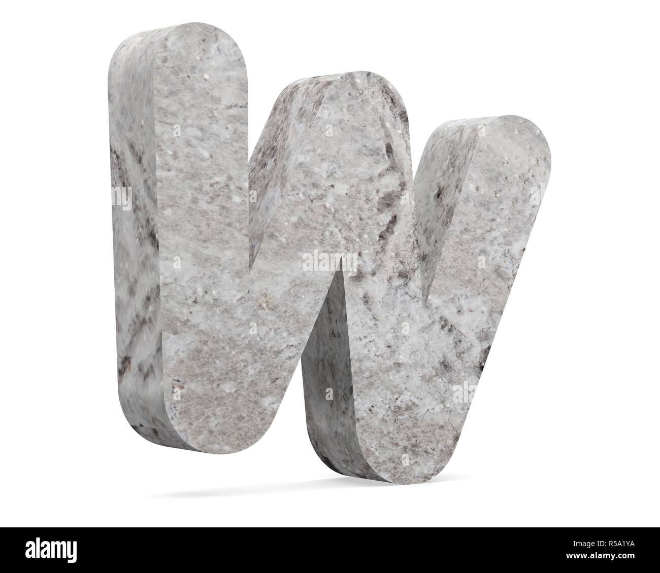 Concrete Capital Letter - W isolated on white background . 3D render ...