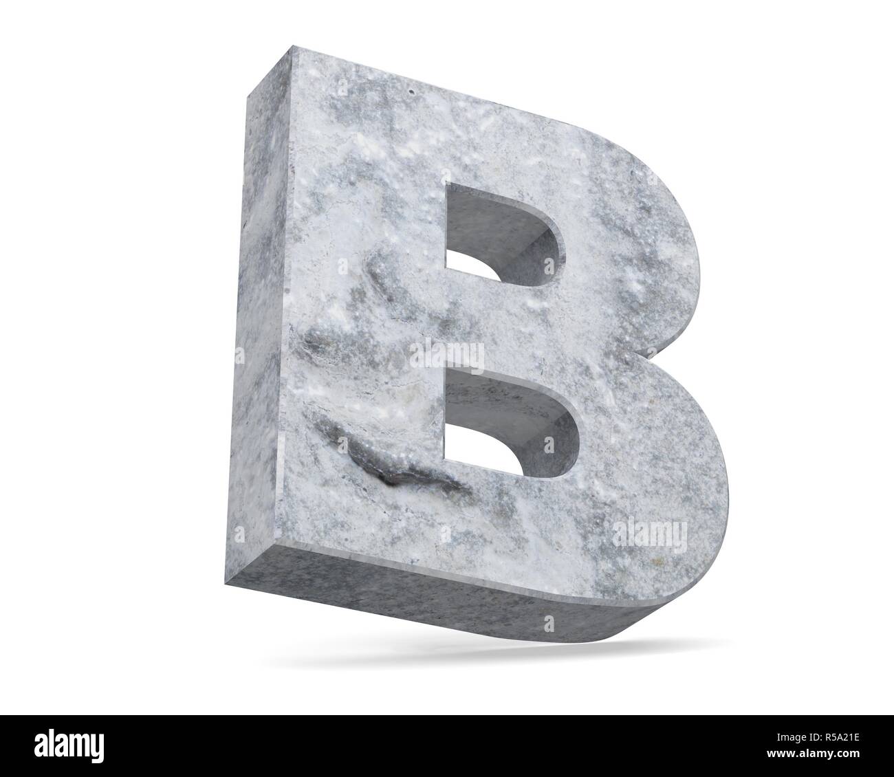 Concrete Capital Letter - B isolated on white background . 3D render ...