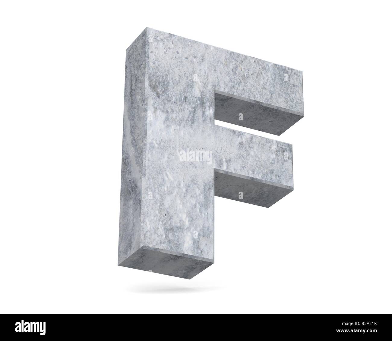 Concrete Capital Letter - F isolated on white background . 3D render ...