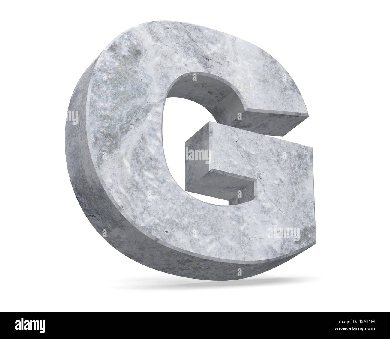 Concrete Capital Letter - G isolated on white background . 3D render ...