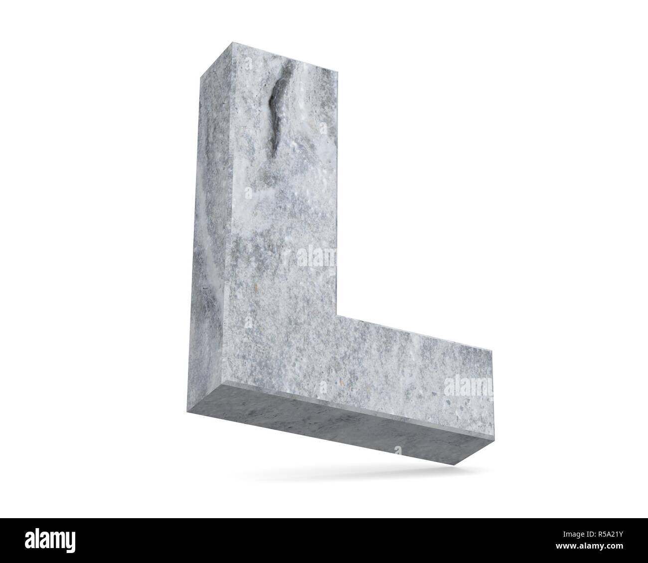 Concrete Capital Letter - L isolated on white background . 3D render ...