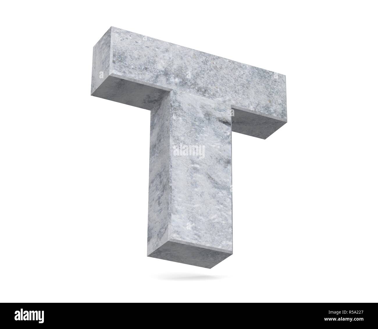 Concrete Capital Letter - T isolated on white background . 3D render ...