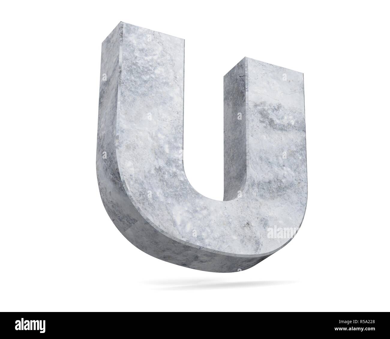Concrete Capital Letter - U isolated on white background . 3D render ...