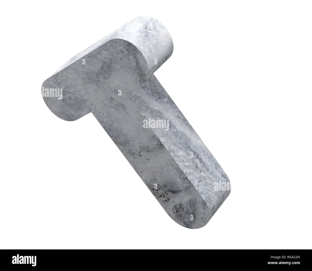 Concrete Capital Letter - T isolated on white background . 3D render ...
