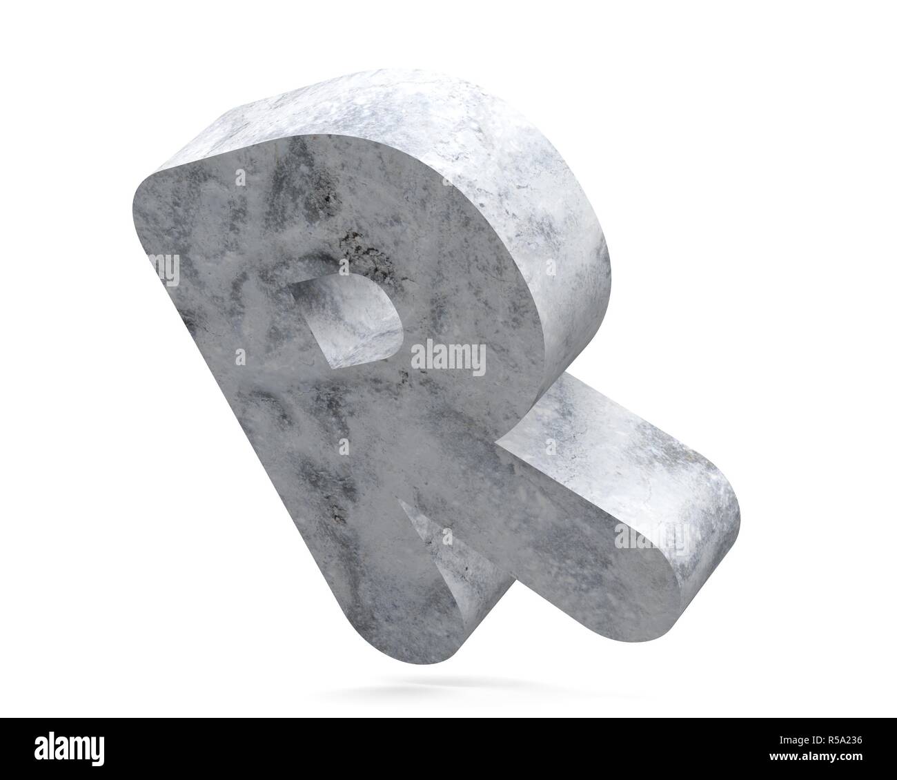 Concrete Capital Letter - R isolated on white background . 3D render ...