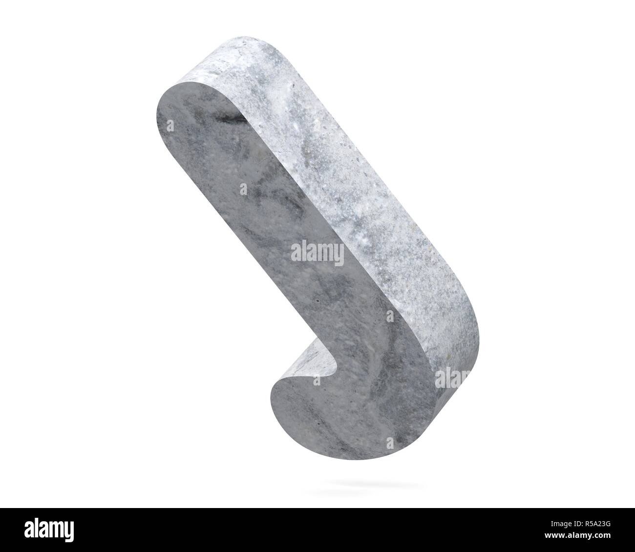 Concrete Capital Letter - J isolated on white background . 3D render ...