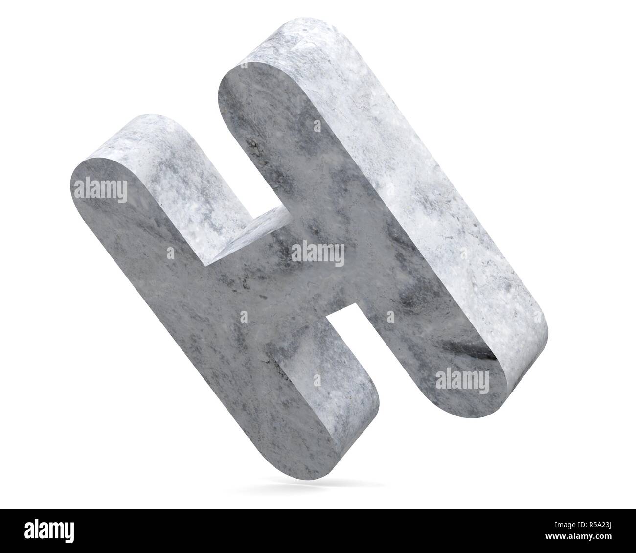 Concrete Capital Letter - H isolated on white background . 3D render ...