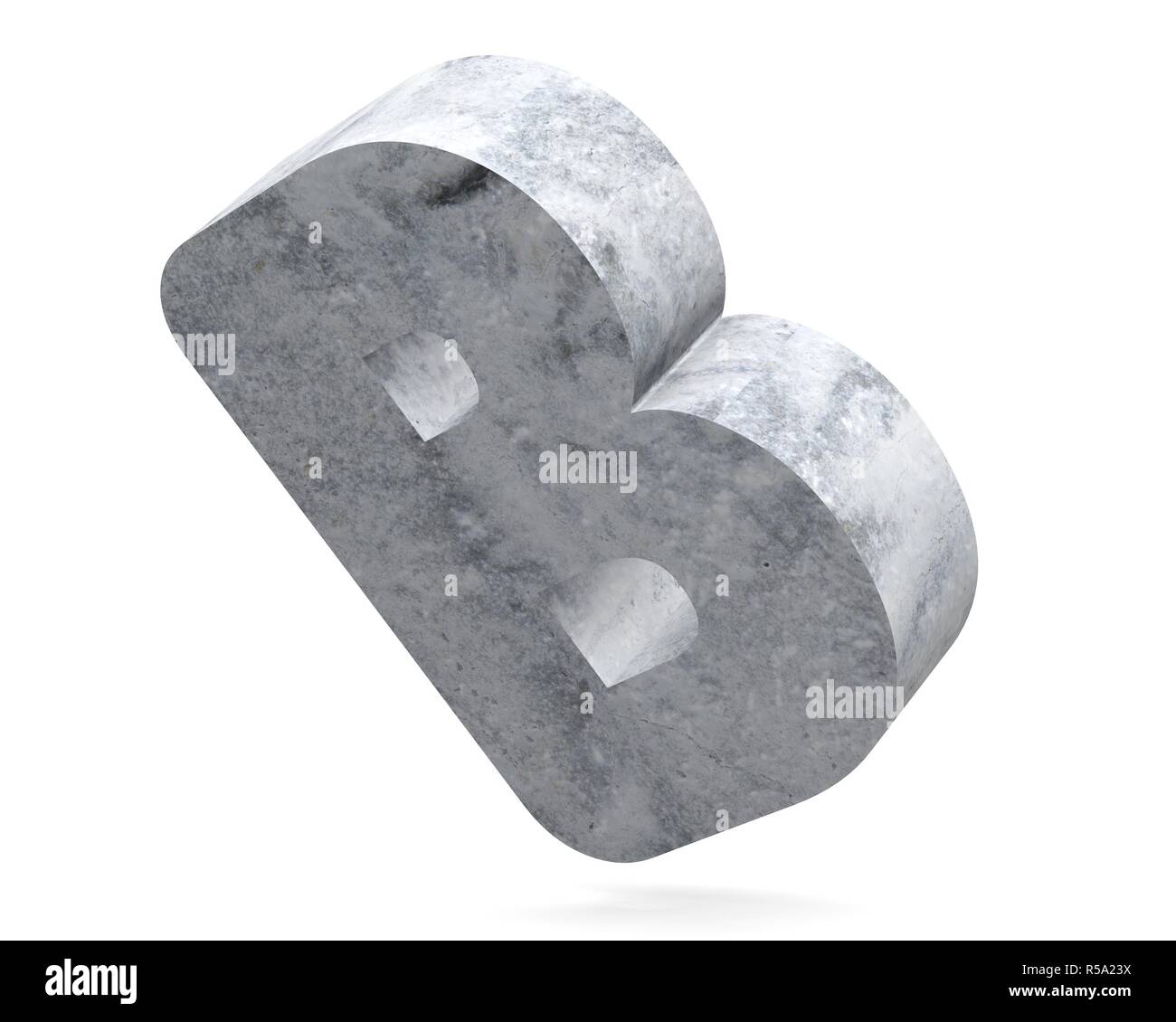 Concrete Capital Letter - B isolated on white background . 3D render ...
