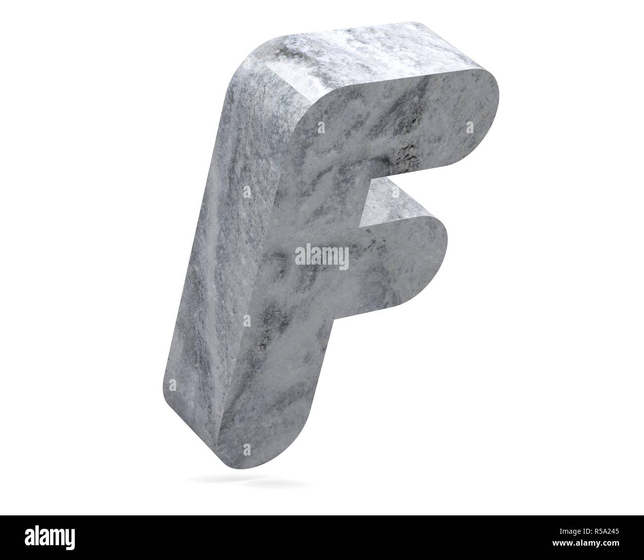 Concrete Capital Letter - F isolated on white background . 3D render ...