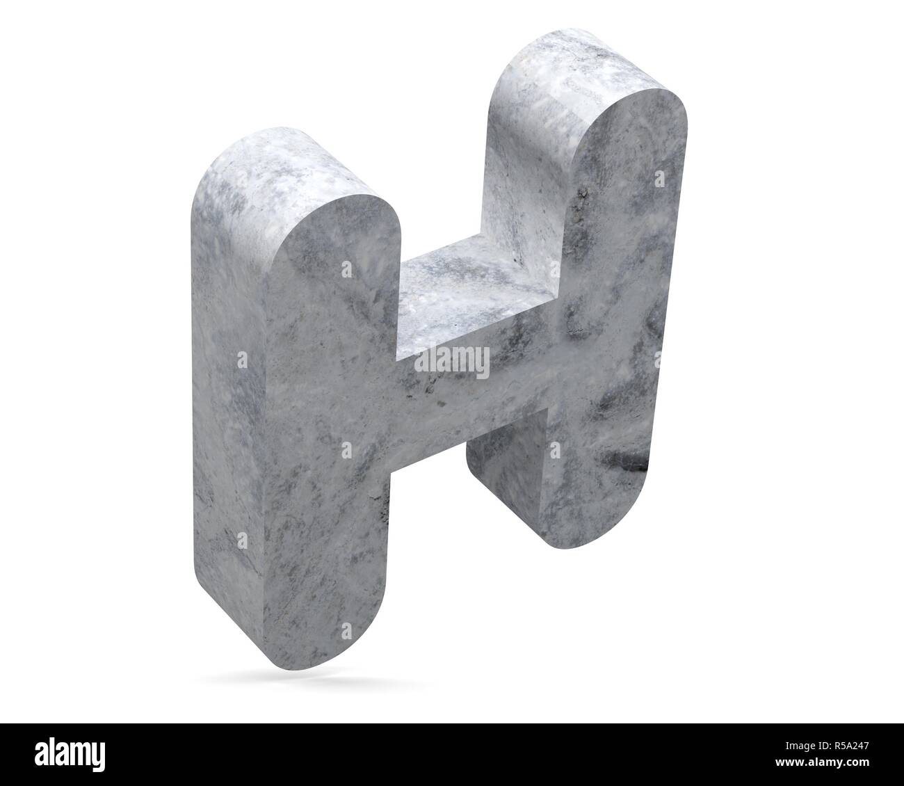 Concrete Capital Letter - H isolated on white background . 3D render ...