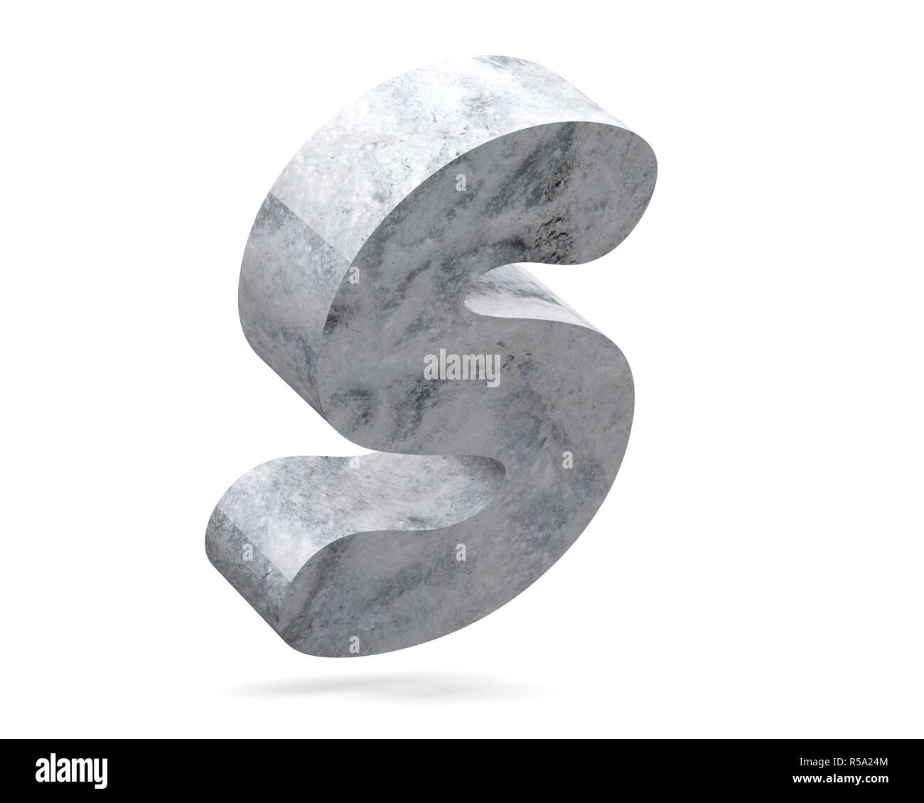 Concrete Capital Letter - S isolated on white background . 3D render ...